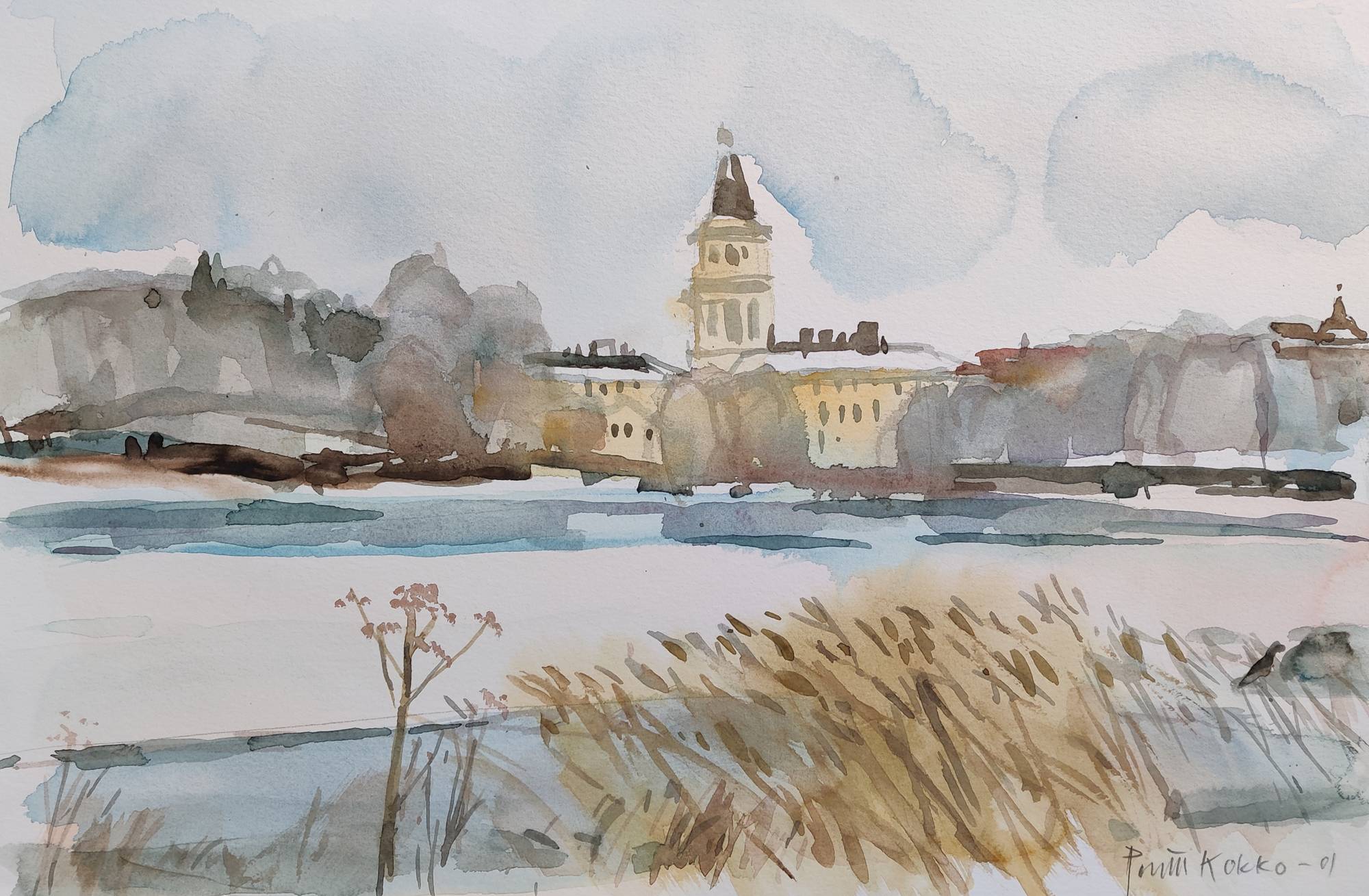 Kokko Pentti: Ensilumen aikaan 50cm x 33cm - Taide ja Kehys Pekkala verkkokauppa