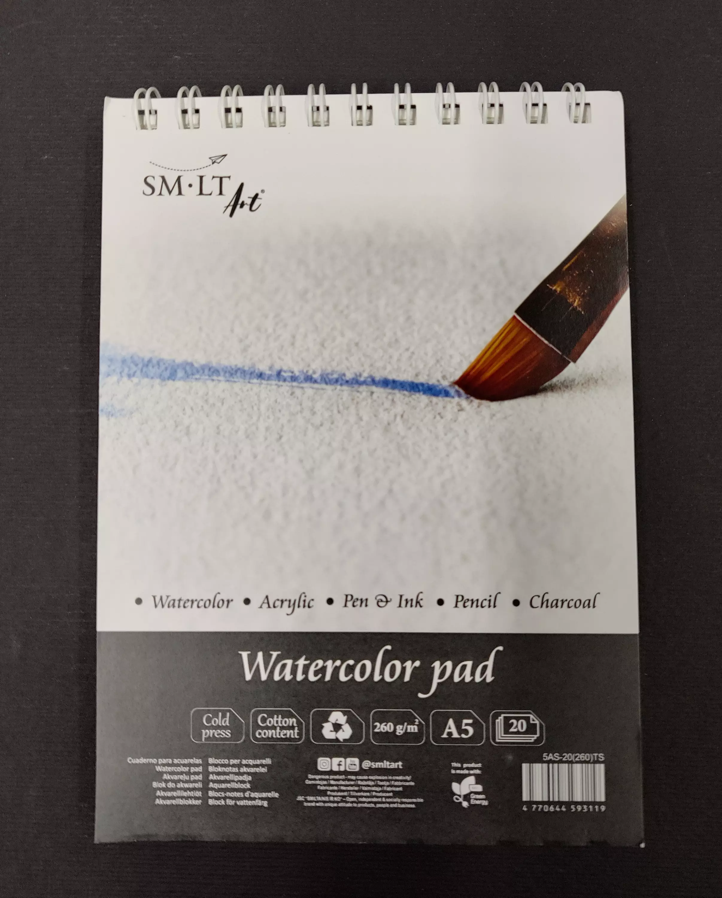 SMLT Art akvarellilehtiö A5 260g puolikarkea (20) kierre - Taide ja ...